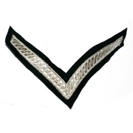 Lance Corporal Chevrons - Silver on Rifle Green
